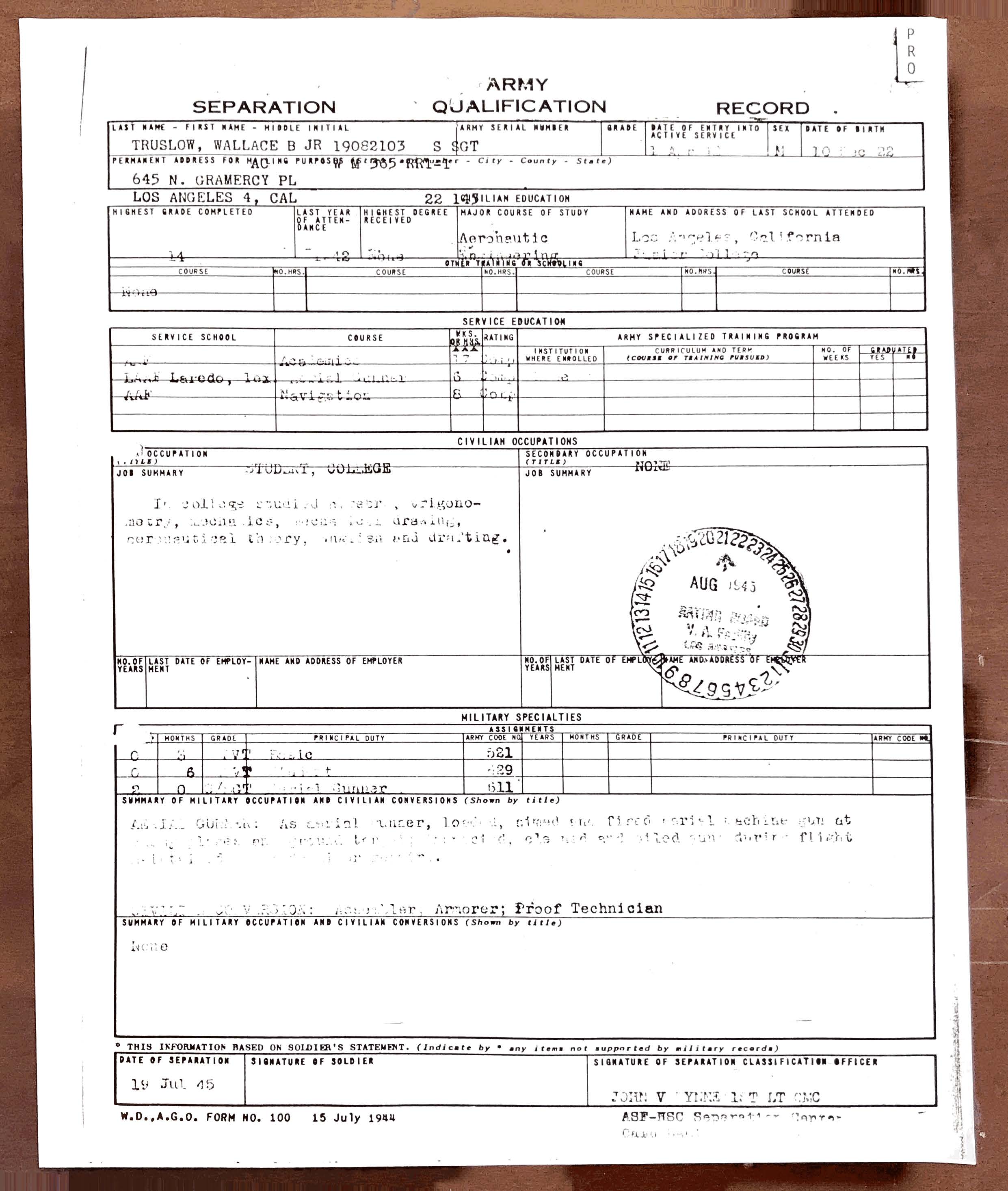 Enlistment & Separation Documents – The Mighty 8th Air Force at Shipdham